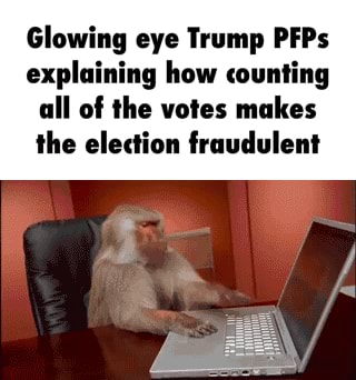 Glowing eye Trump PFPs explaining how counting all of the votes makes ...