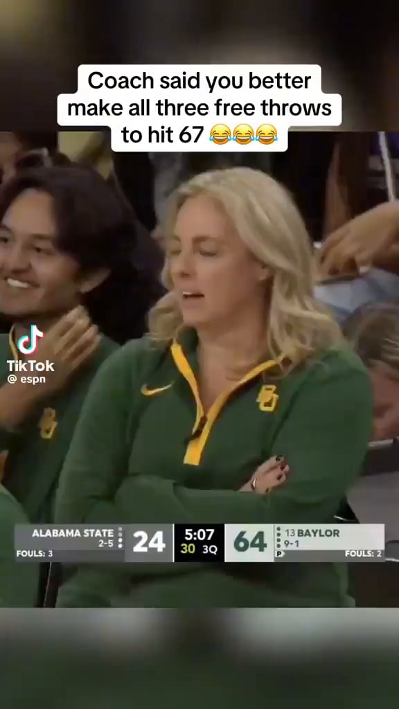 Coach said you better make all three free throws to hit 67 Tik espn ...