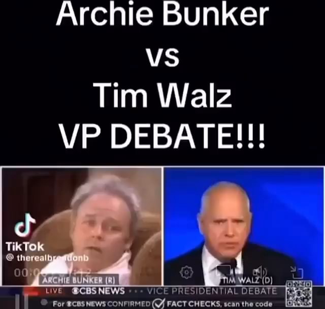 Archie Bunker vs Tim Walz VP DEBATE! I TikTok NEW VICE PRESIDENTIAL ...