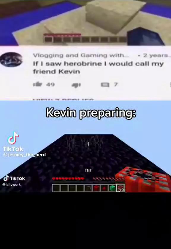 If I saw herobrine I would call my friend Kevin an Kevin preparing: Tik ...