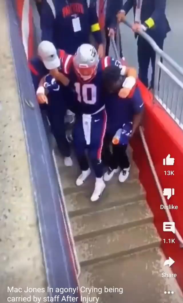 Mac Jones In agony! Crying being rried by staff After Injury - iFunny