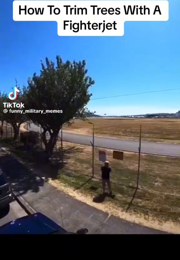 How To Trim Trees With A Fighterjet TikTok fenoy military memes - iFunny