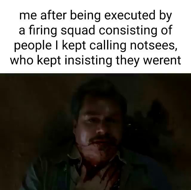 Me after being executed by a firing squad consisting of people I kept ...