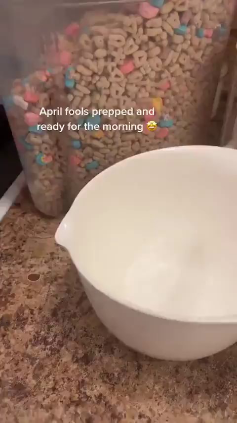 Cereal prank - April fools prepped and ready for the morning - iFunny
