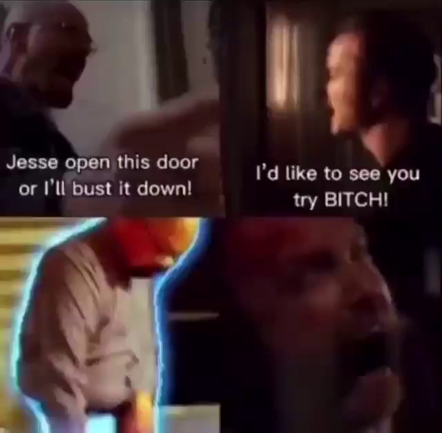 Jesse open this door or bust it down! I'd like to see you try BITCH! - iFunny