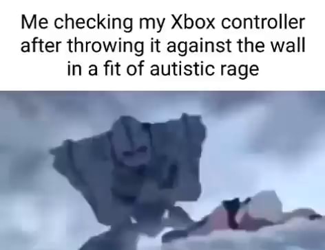 Me checking my Xbox controller after throwing it against the wall in a ...