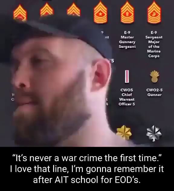 Sergeant Major of the Marine Corps. cwo2-s Gunner "It's never a war ...