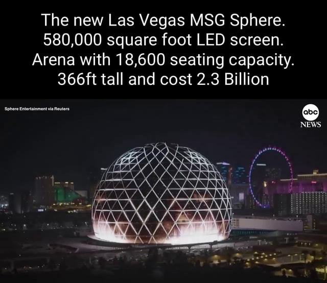 The new Las Vegas MSG Sphere. 580,000 square foot LED screen. Arena ...