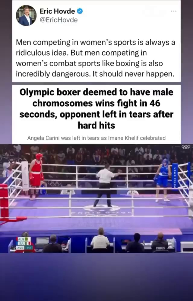 Eric Hovde @EricHovde Men competing in women's sports is always a ridiculous idea. But men ...