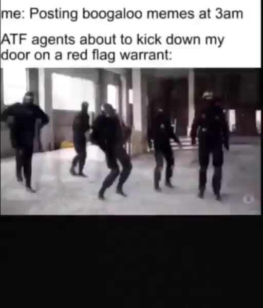 Me: Posting boogaloo memes at sam ATF agents about to kick down my door ...