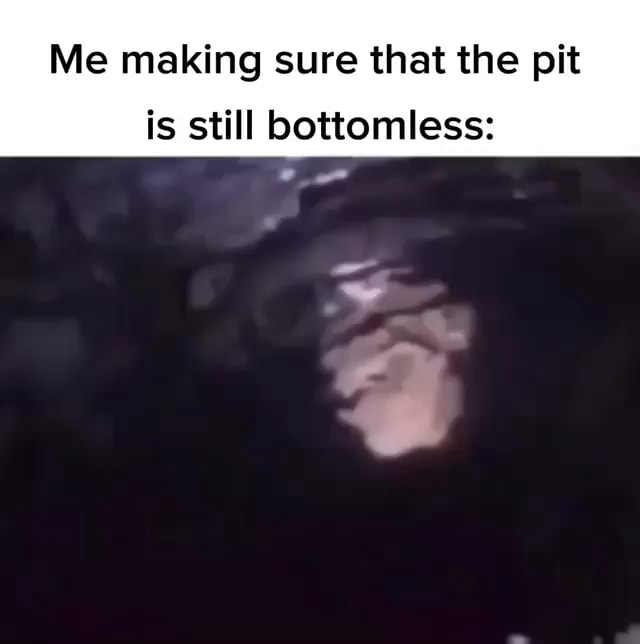 Me making sure that the pit is still bottomless: - iFunny