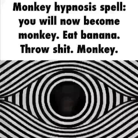 Monkey hypnosis spell: you will mex became monkey. Eat banana. Threw ...