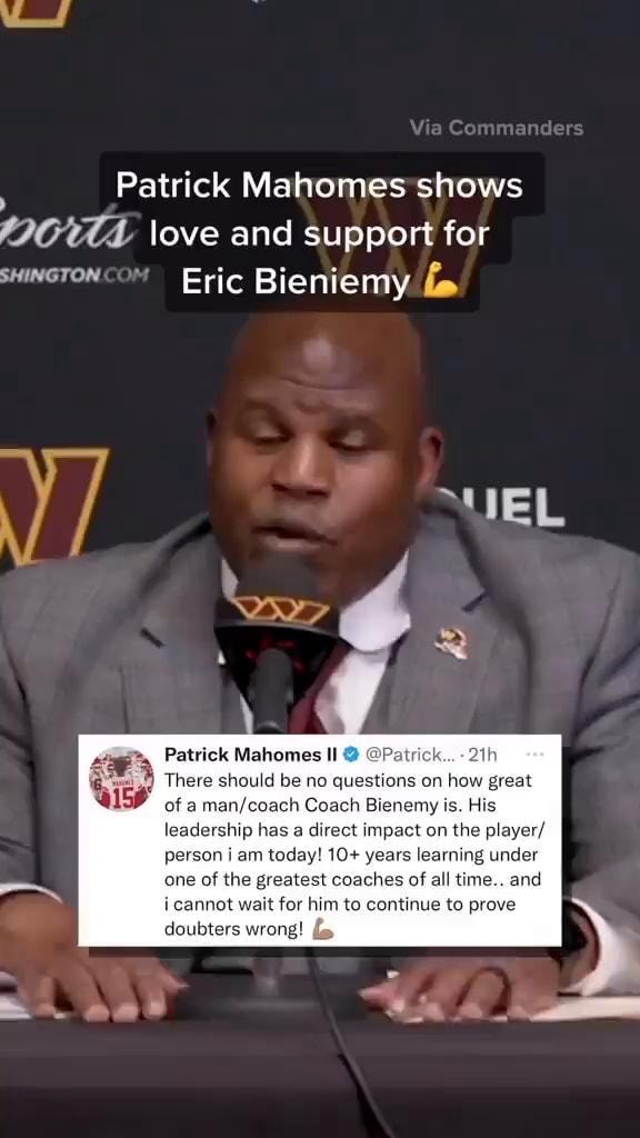 Via Commanders Patrick Mahomes shows love and support for SHINGTON ...