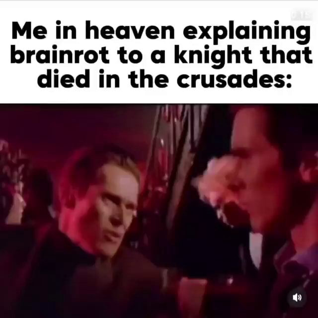 Me in heaven explaining brainrot to a knight that died in the crusades ...