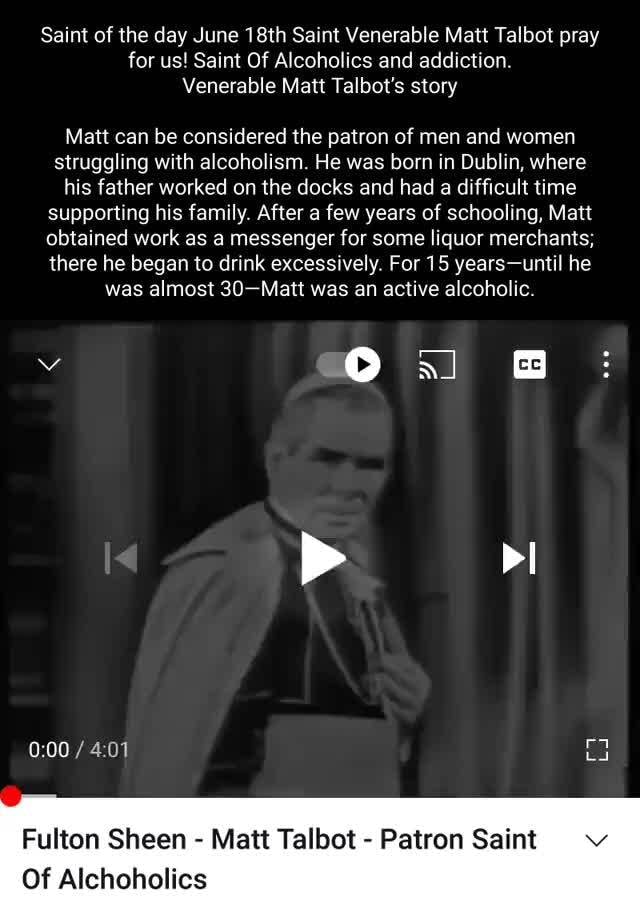 Saint of the day June 18th Saint Venerable Matt Talbot pray for us ...