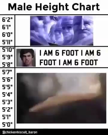 Male Height Chart AM 6 FOOT! AM FOOT I AM 6 FOOT - iFunny