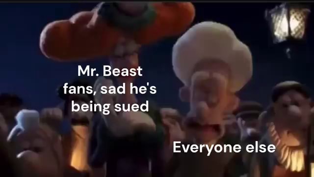 Mr. Beast fans, sad he's being sued Everyone else' - iFunny
