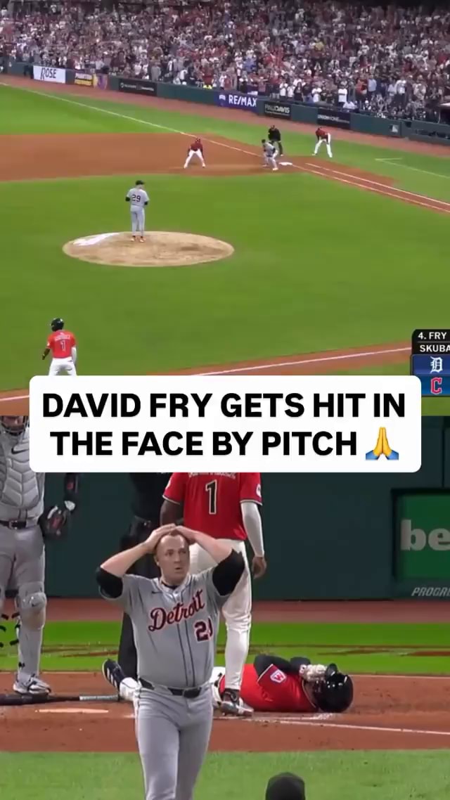 DAVID FRY GETS HIT IN THE FACE BY PITCH - iFunny