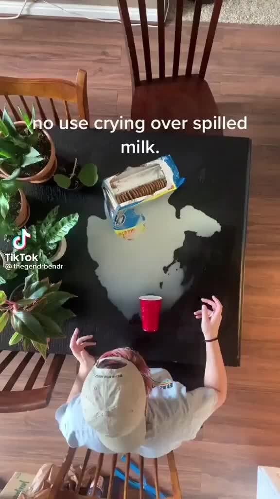 Use crying over spilled milk. TikTok - iFunny