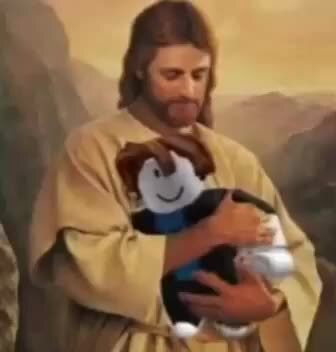 Jesus abraçando um boneco do roblox - iFunny