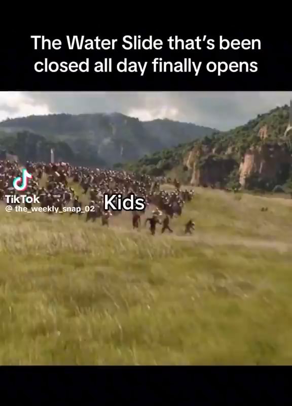 The Water Slide that's been closed all day finally opens the snew or ...