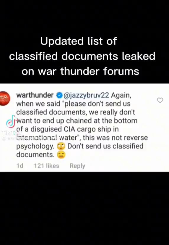 Updated list of classified documents leaked on war thunder forums ...