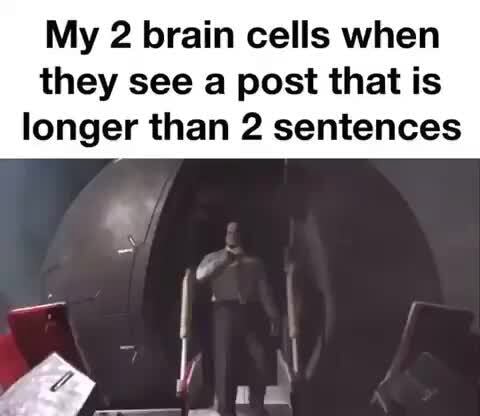 My 2 brain cells when they see a post that is longer than 2 sentences ...