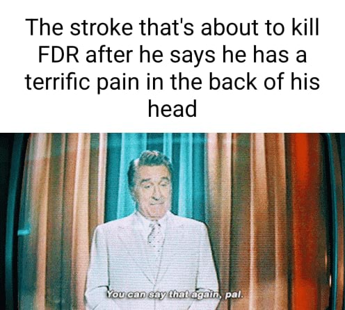 The stroke that's about to kill FDR after he says he has a terrific ...