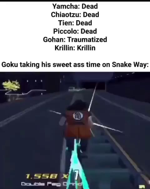 Yamcha: Dead Chiaotzu: Dead Tien: Dead Piccolo: Dead Gohan: Traumatized ...