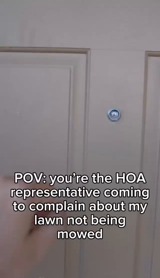 POW; you're the HOA representative coming to complain about my lawn not ...