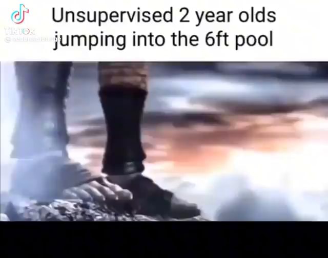 Unsupervised 2 year olds jumping into the pool - iFunny