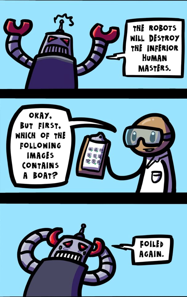 THE ROBOTS WILL DESTROY THE INFERIOR HuMAN MASTERS. OKAY, Bur FIRST ...