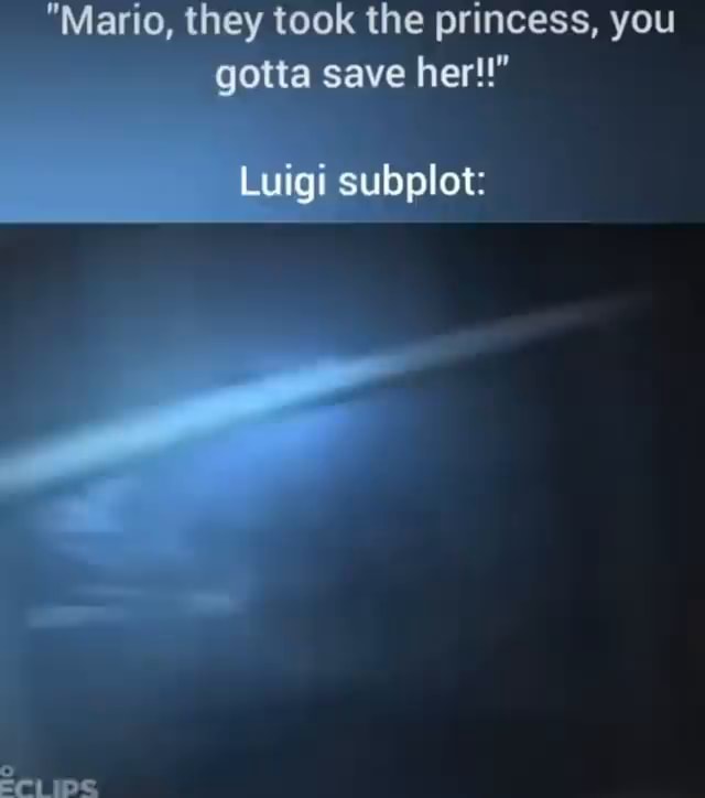 "Mario, they took the princess, you gotta save her!" Luigi subplot: - iFunny