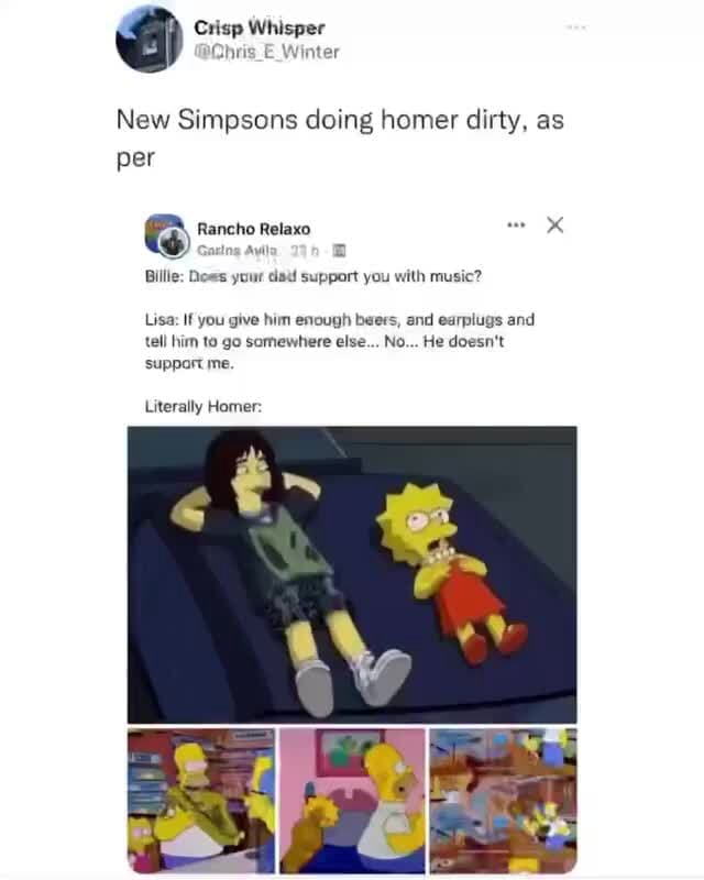 Crap Whisper New Simpsons doing homer dirty, as per Rancho Relaxo Avil ...