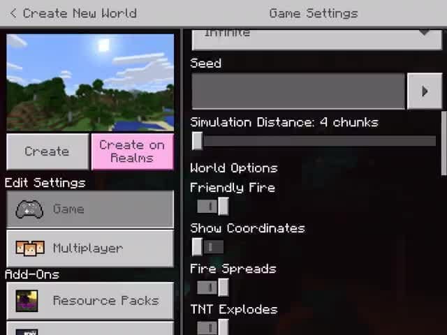WW World Edit Settings Gane Add-Ons Simulation Distance: 4 chunks moll ...