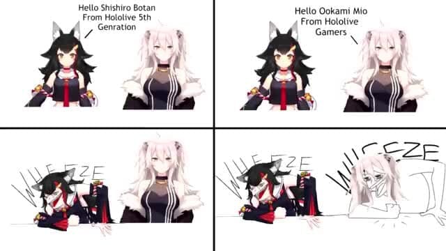 Hello Shishiro Botan From Hololive Hello Ookamt Mio From Hololive - iFunny