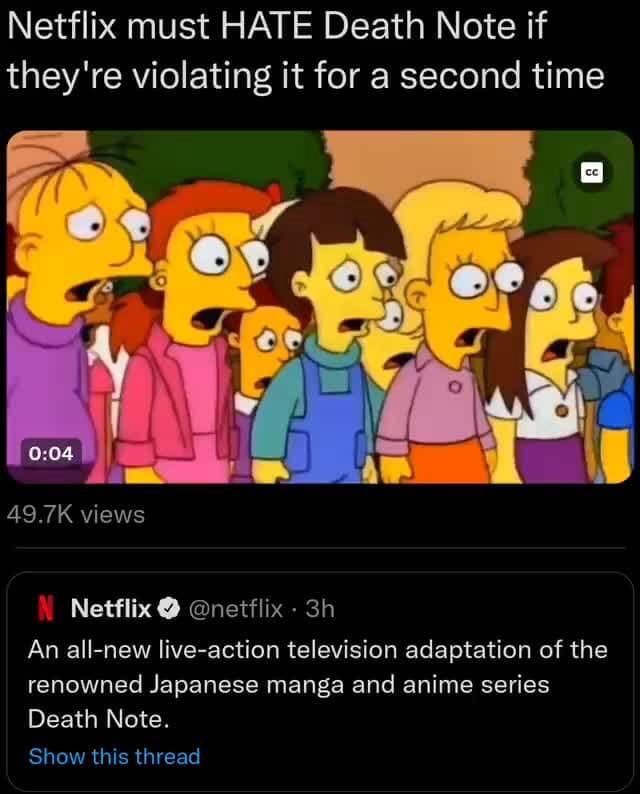 Netflix must HATE Death Note if they're violating it for a second time ...