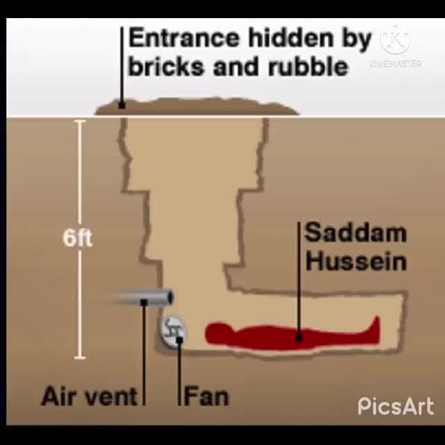 Entrance hidden by bricks and rubble Saddam Hussein Alr vert - iFunny