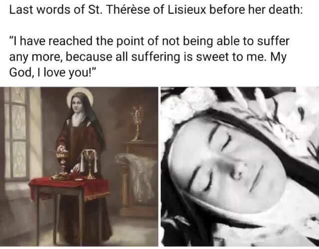 Last words of St. Therese of Lisieux before her death "I have reached ...