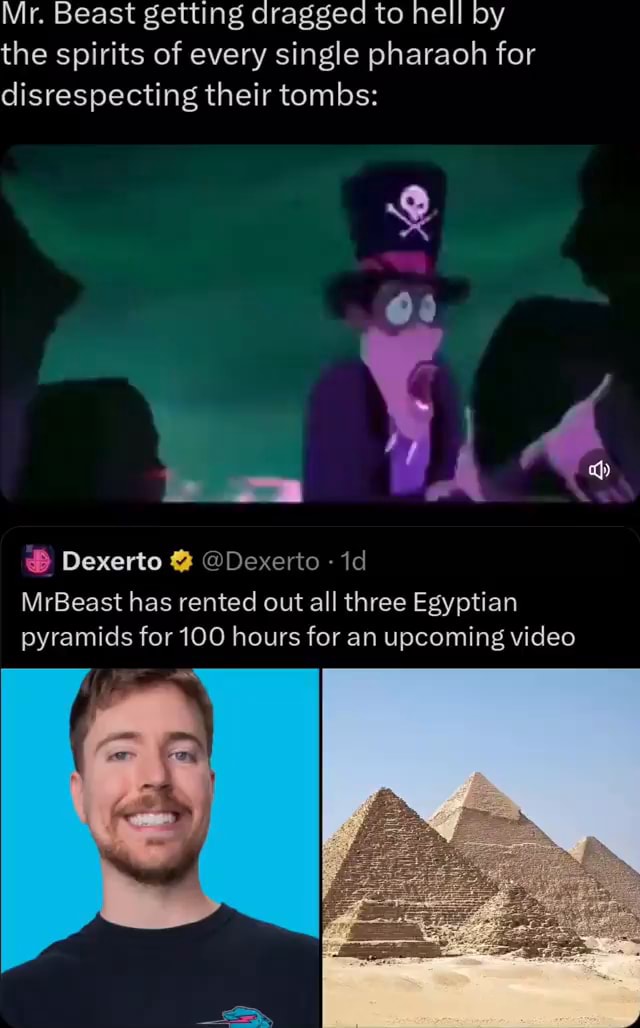 Mr. Beast getting dragged to hell by the spirits of every single ...