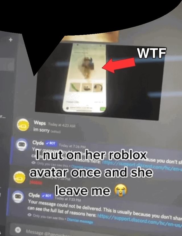 I nut on her roblox avatar once and she leave me - iFunny