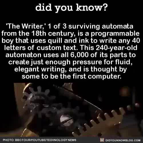 Did you know? 'The Writer,' 1 of 3 surviving automata from the 18th ...