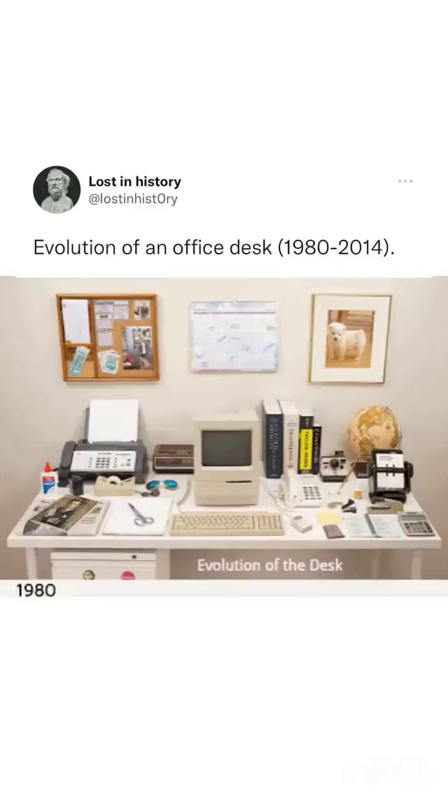Evolution of an office desk (1980-2014). Evolution of the Desk - iFunny