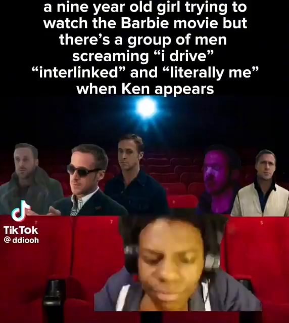 Nine year old girl trying to watch the Barbie movie but there's a group ...