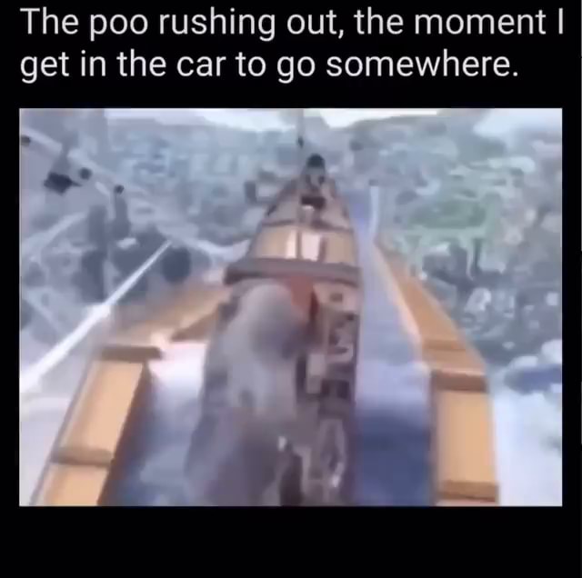 The poo rushing out, the moment I get in the car to go somewhere. pr ...