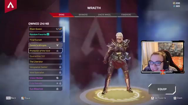 @200 665 WRAITH SKINS BANNERS EMOTE WHEEL FINISHERS OWNED I Risen Queen ...