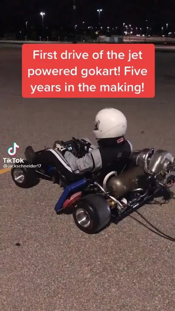 First drive of the jet powered gokart! Five years in the making! cf Tik ...