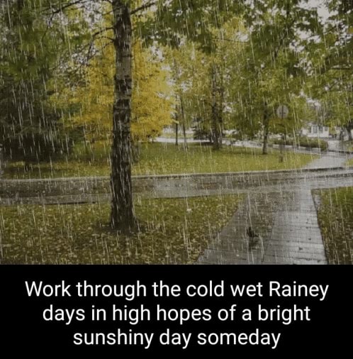 Work through the cold wet Rainey days in high hopes of a bright ...