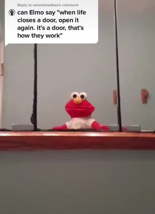 Can Elmo say "when life É closes a door, open it again. it's a door ...