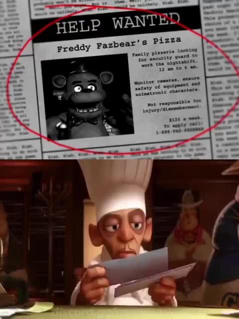 HELP WANTED Freddy Fazbear' Pizza - iFunny